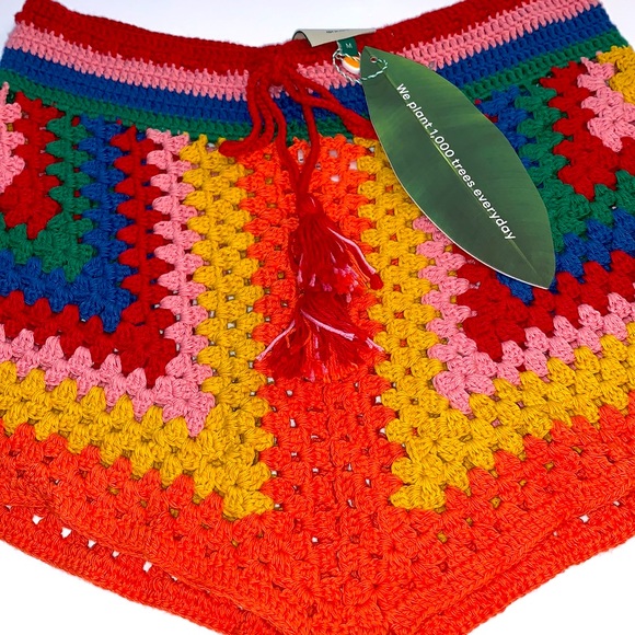 FARM Rio | Shorts | Farm Rio Striped Scarf Crochet Shorts | Poshmark